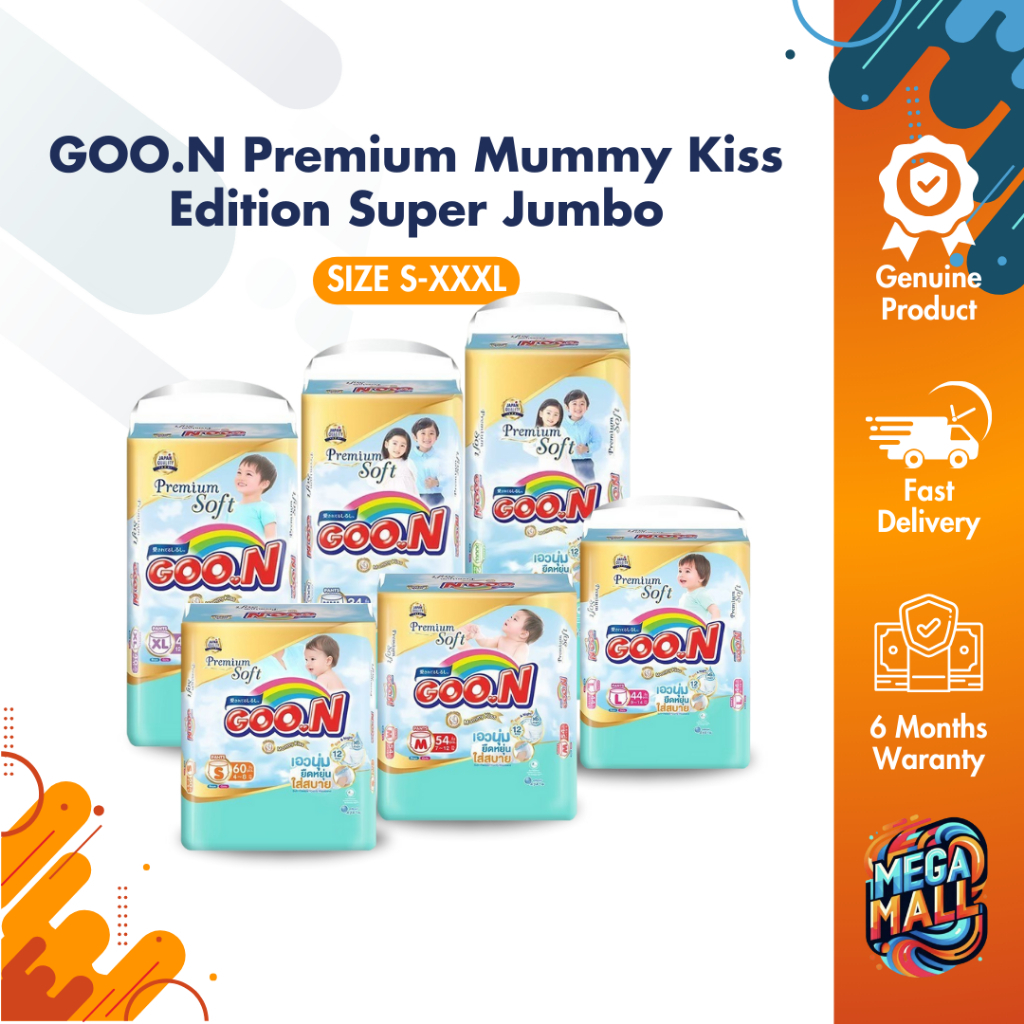 GOO.N Premium Mummy Kiss Edition Super Jumbo Diaper Pants Extra Soft Size S-XXXL | Shopee Malaysia
