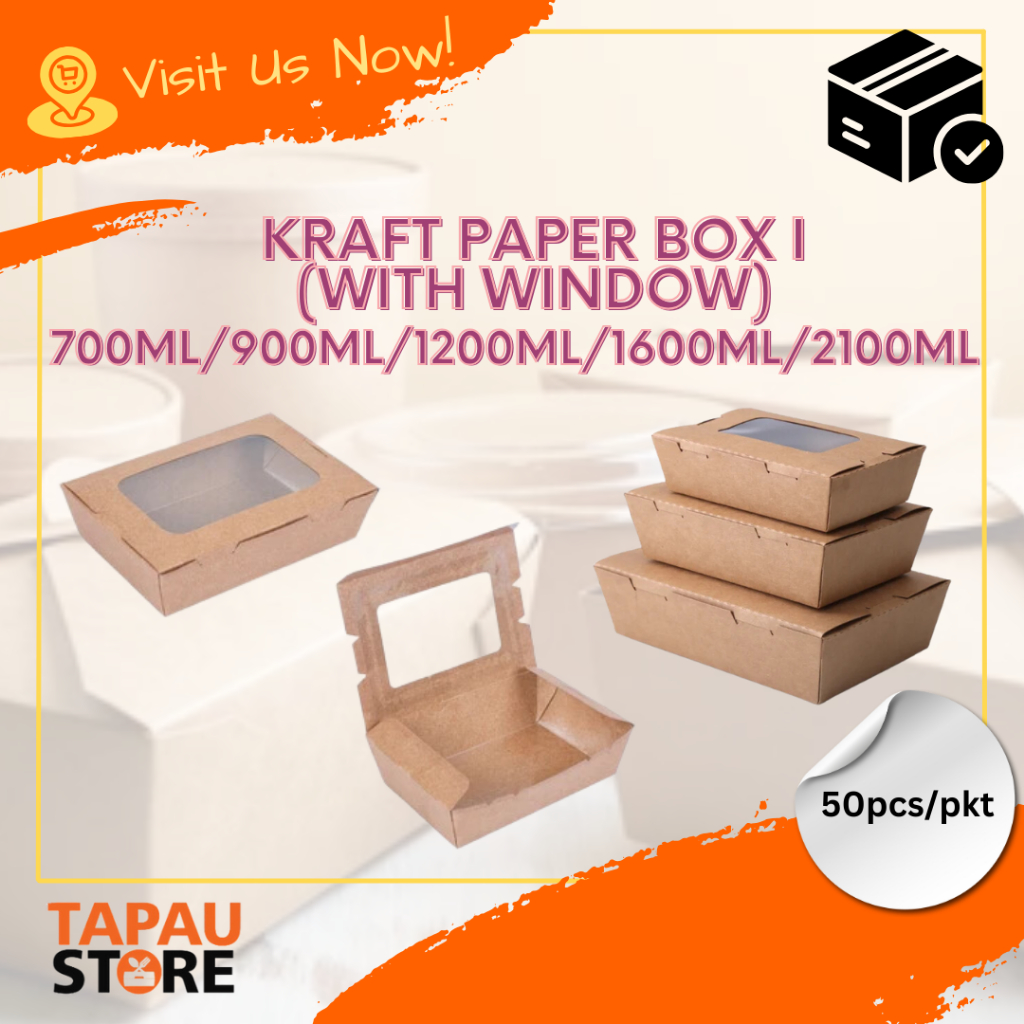 (50PCS) Kraft Paper Box with Window (KPI) | Shopee Malaysia