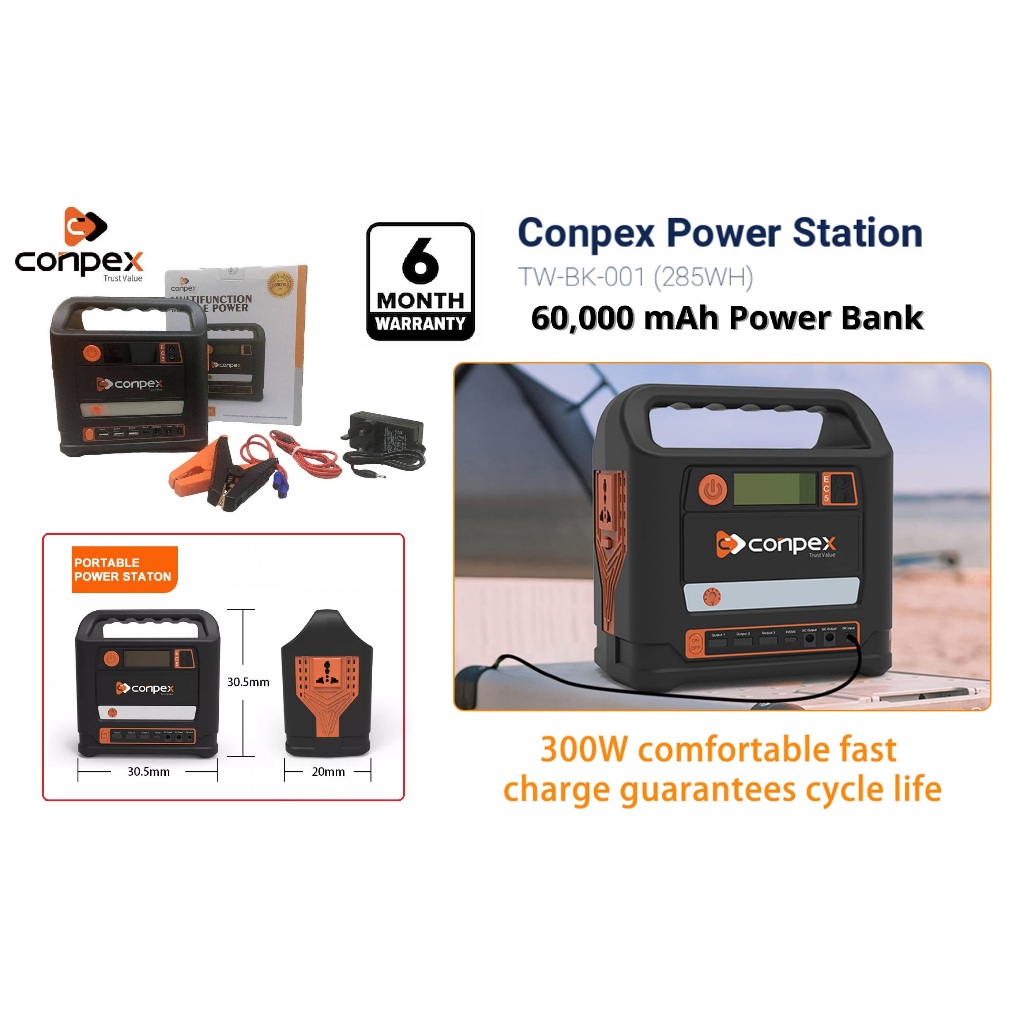 Conpex 285Wh Portable Solar Generator Power Station (60000mAh) | Shopee ...