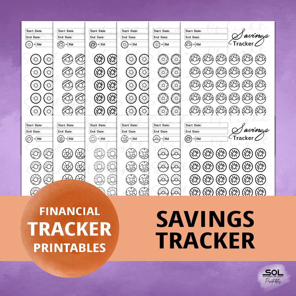 Printable Savings Tracker | Savings Challenge | Donut Money Tracker ...