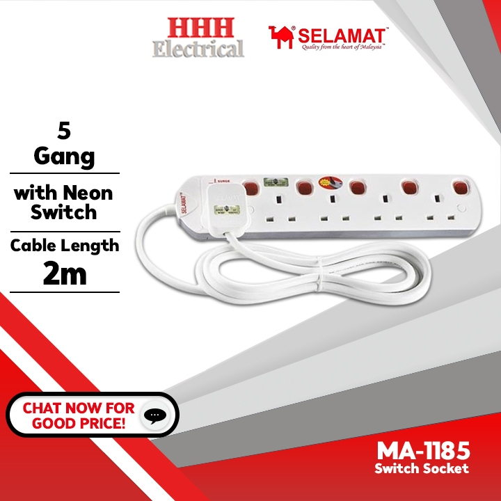 SELAMAT TRAILING SOCKET 5GANG 2METER | Shopee Malaysia