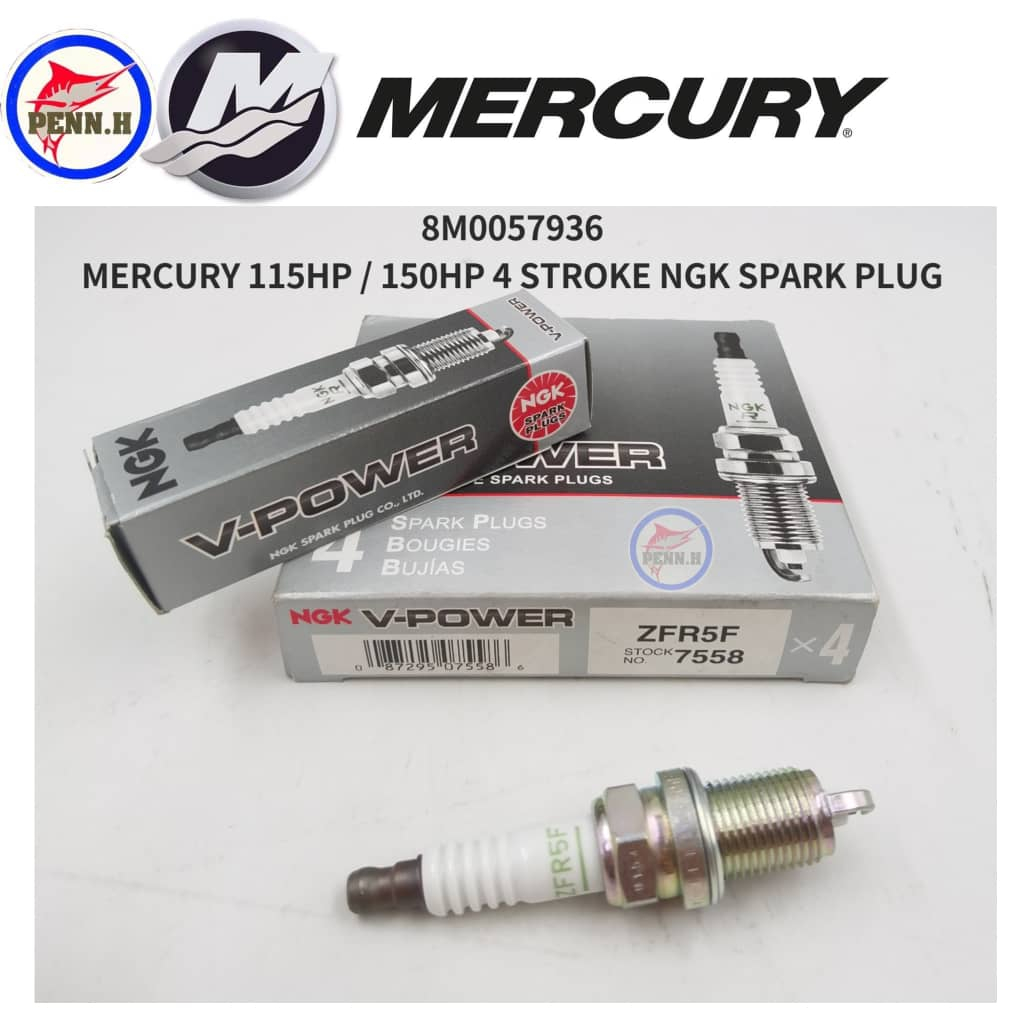 MERCURY 90HP TO 150HP 4 STROKE SPARK PLUG ZFR5F (Part No. 8M0204728) - MADE IN JAPAN | Shopee ...