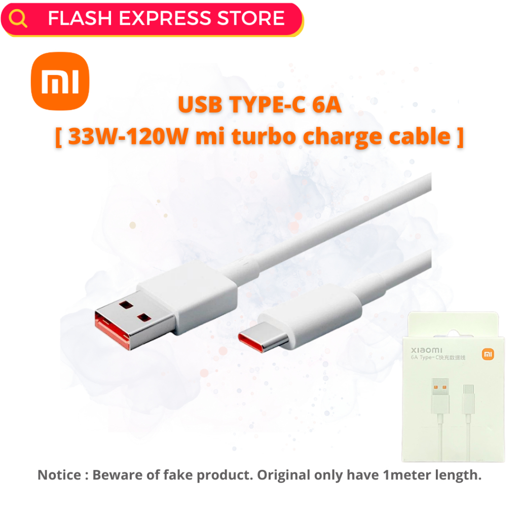 Xiaomi Original Usb Type-C 6A Cable | Support 33w-120w TurboCharger ...