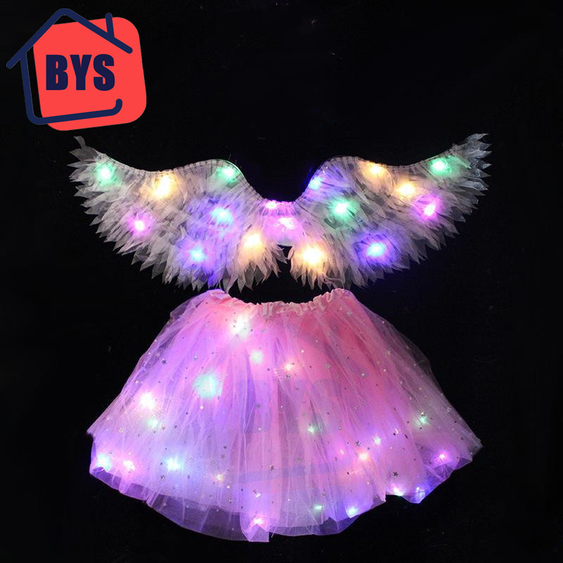 [FREE BATTERY] BYS LED Light Up Angel White Pink Wing Wings Fairy ...