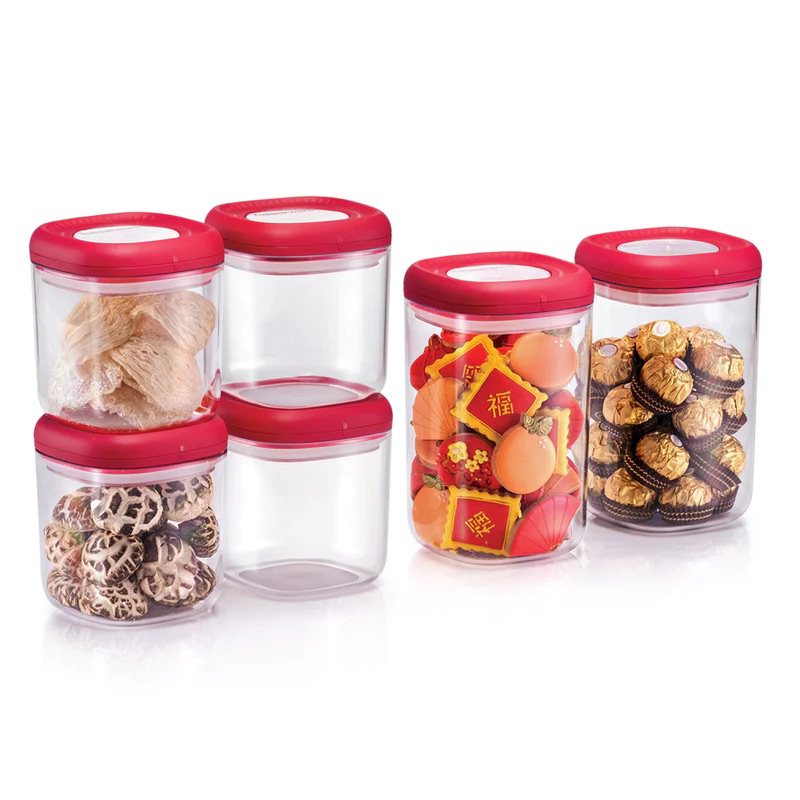 Tupperware Red Pink Twist N Fresh Set airtight container for cookies ...