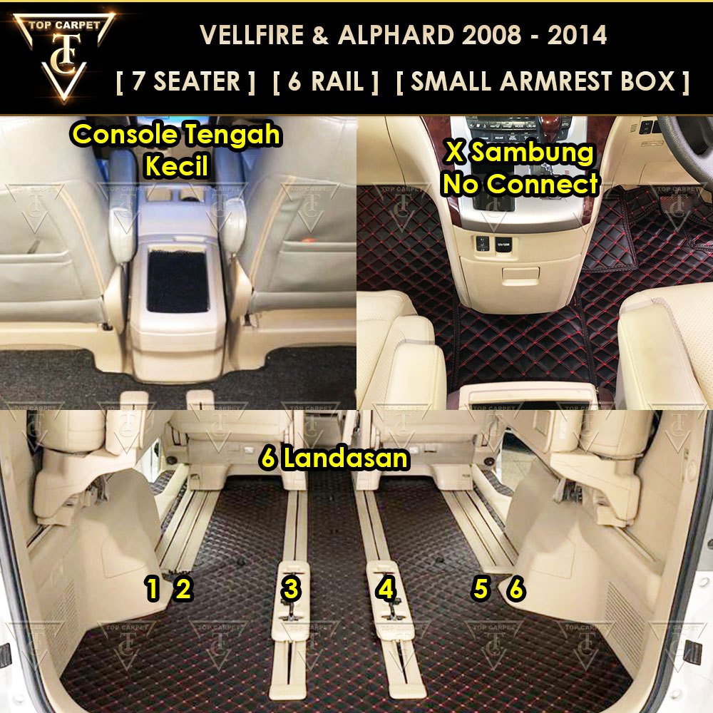 TOYOTA VELLFIRE AH20 ( 2008 - 2014 ) 6D PU Leather Car Carpet VIP Car ...