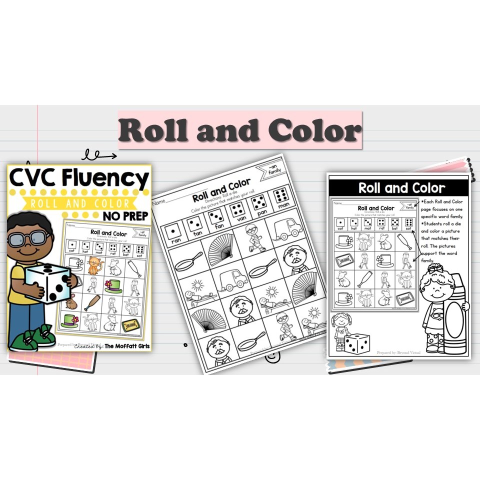 [PRE236] 25 pages CVC Roll and Color Worksheet for Pre-school PDF ...