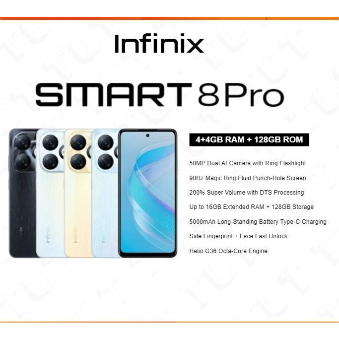 INFINIX SMART 8PRO💥4+4GB +128GB💥🎁FREE GIFT🎁100% ORIGINAL INFINIX ...