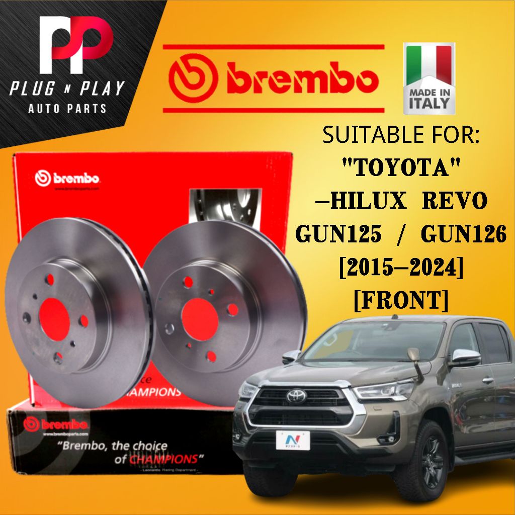BREMBO TOYOTA HILUX REVO GUN125, GUN126 (2015~2024) FRONT (DEPAN)100% ...