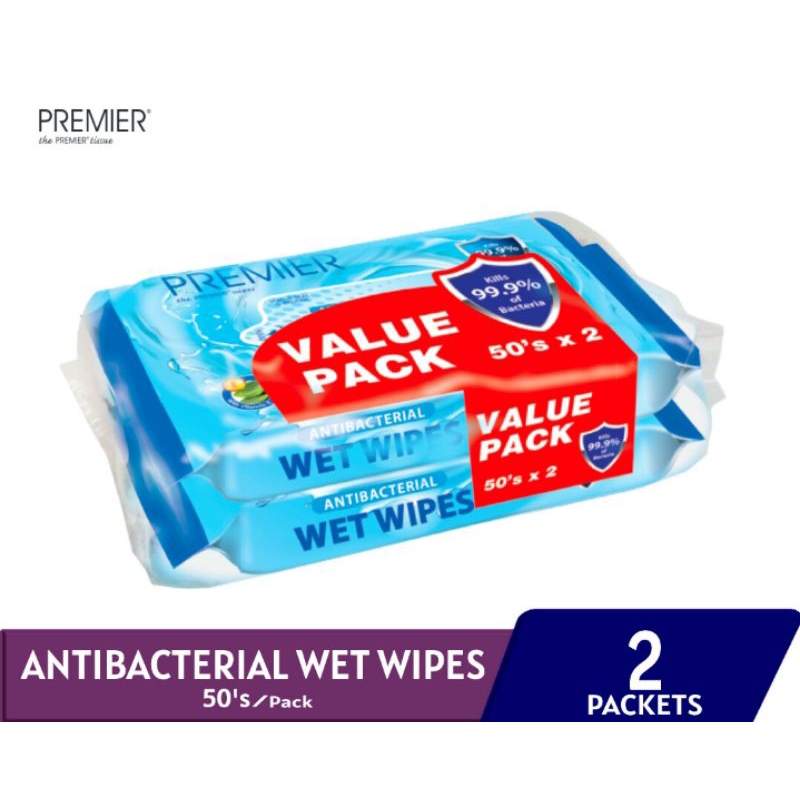 Premier antibacterial wet wipes (50's×2) | Shopee Malaysia