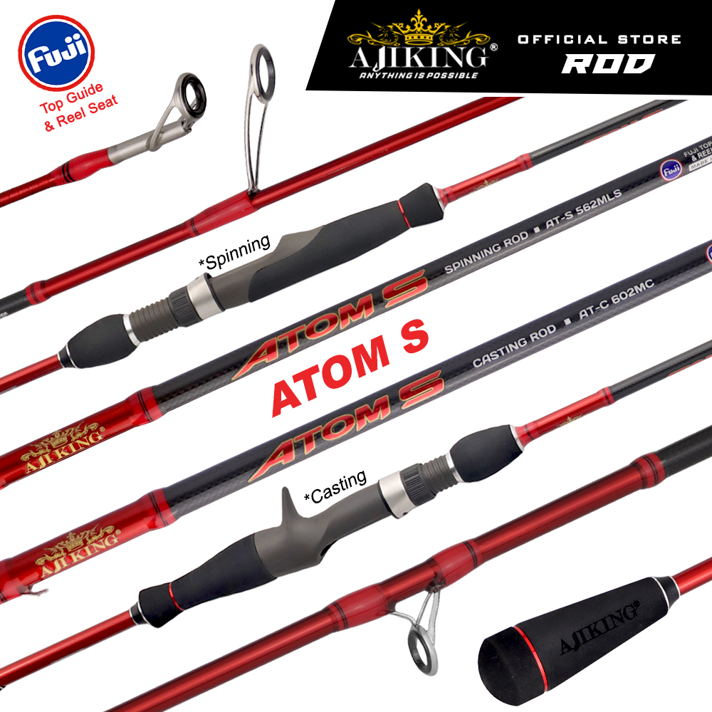 Ajiking Atom S (5'6ft-8'0ft) Spinning Casting Fishing Rod Joran Pancing ...