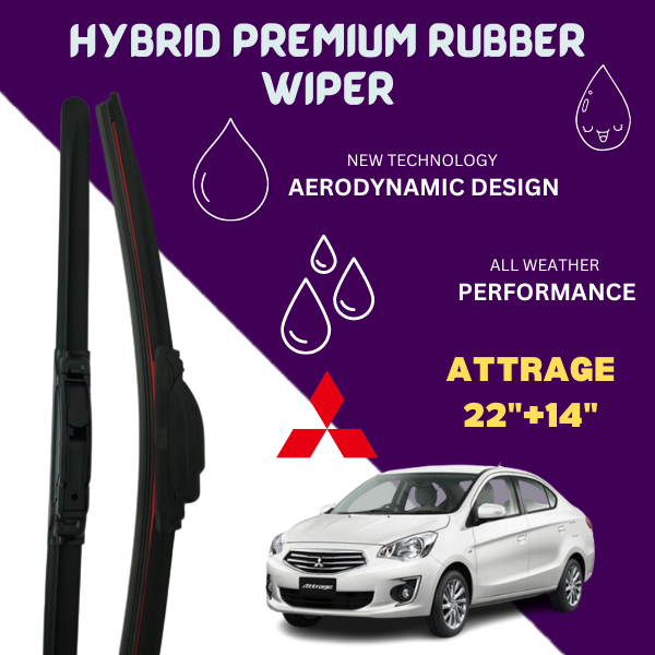 MITSUBISHI ATTRAGE JAPAN HYBRID PREMIUM QUALITY RUBBER WIPER ( 2PCS/SET ...