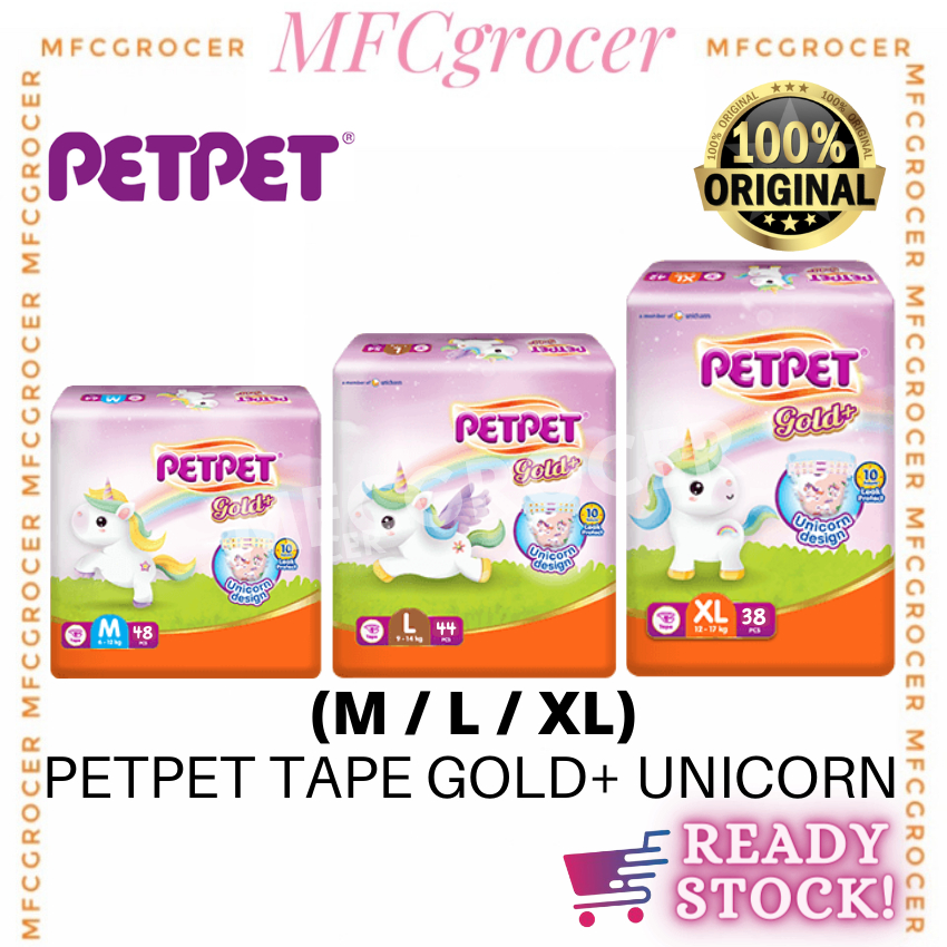 PETPET TAPE GOLD+ (UNICORN) M/L/XL DIAPERS | Shopee Malaysia