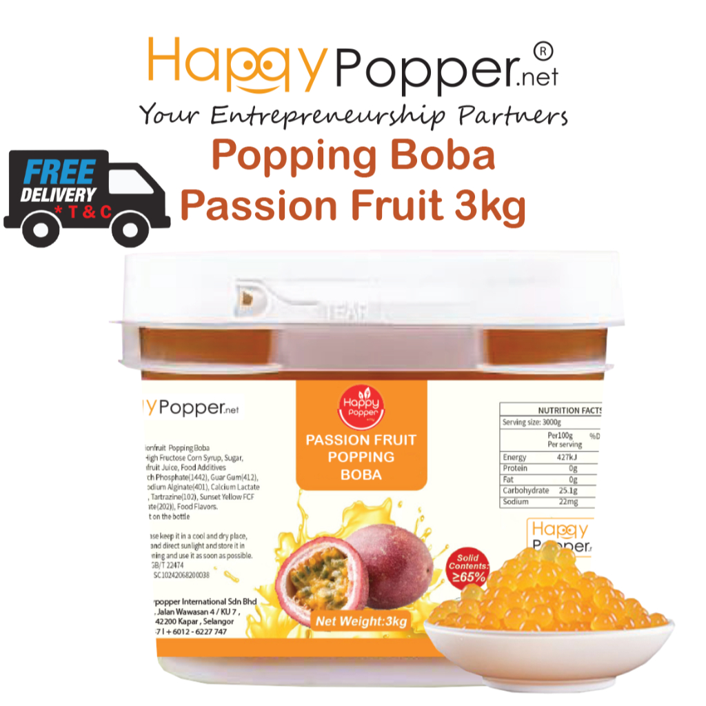 Happypopper Coating Juice Popping Boba Passion Fruit Square Tub 3 Kg 3kg Juicer Jelly Balls ...
