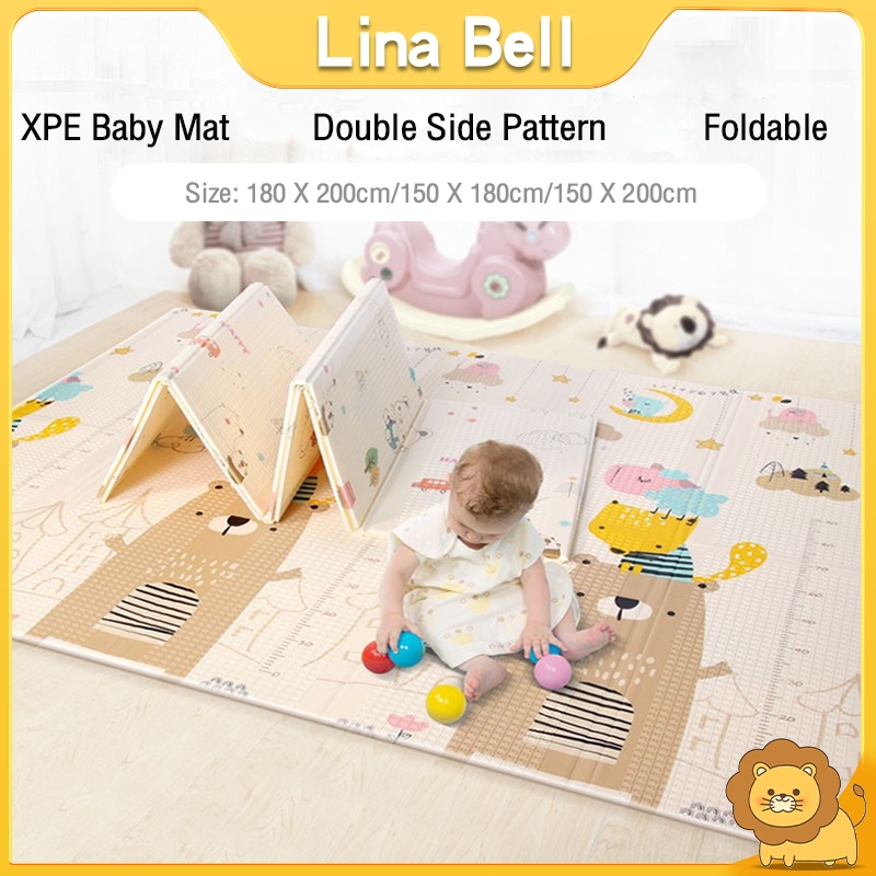 Baby Mat (180/200 cm) XPE Double Sided Playmat Baby Tikar Kids Foldable Crawling Activity Play ...