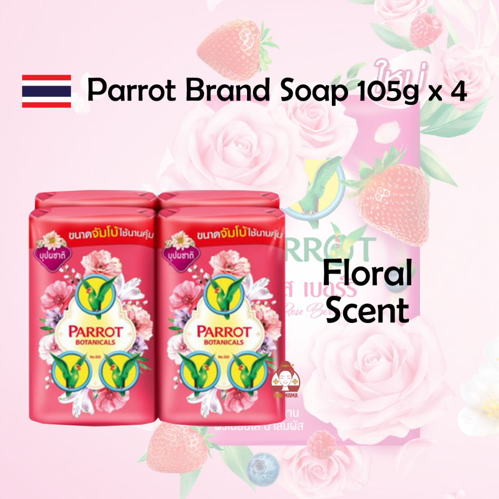 PARROT Botanicals Soap 105g x 4 ( Rose / Jasmine / Frangipani ...