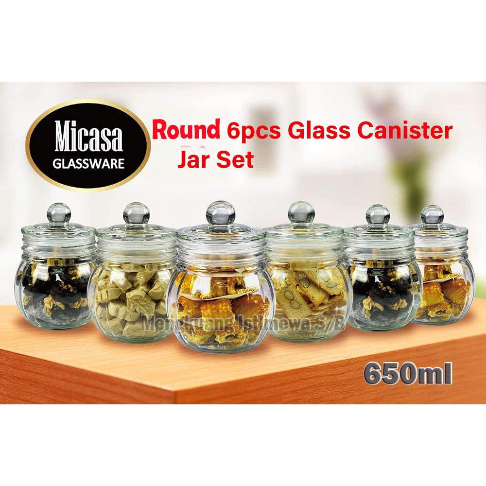 6 PC 650ml Glass Airtight Jar and Lid with silicon seal SE86459 ...