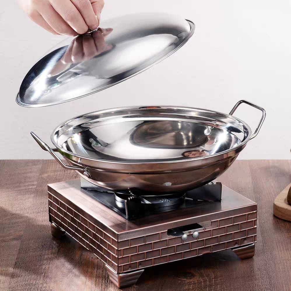 Stainless Steel Double Ear Pot With Lid 不锈钢酒吧锅带盖 | Shopee Malaysia