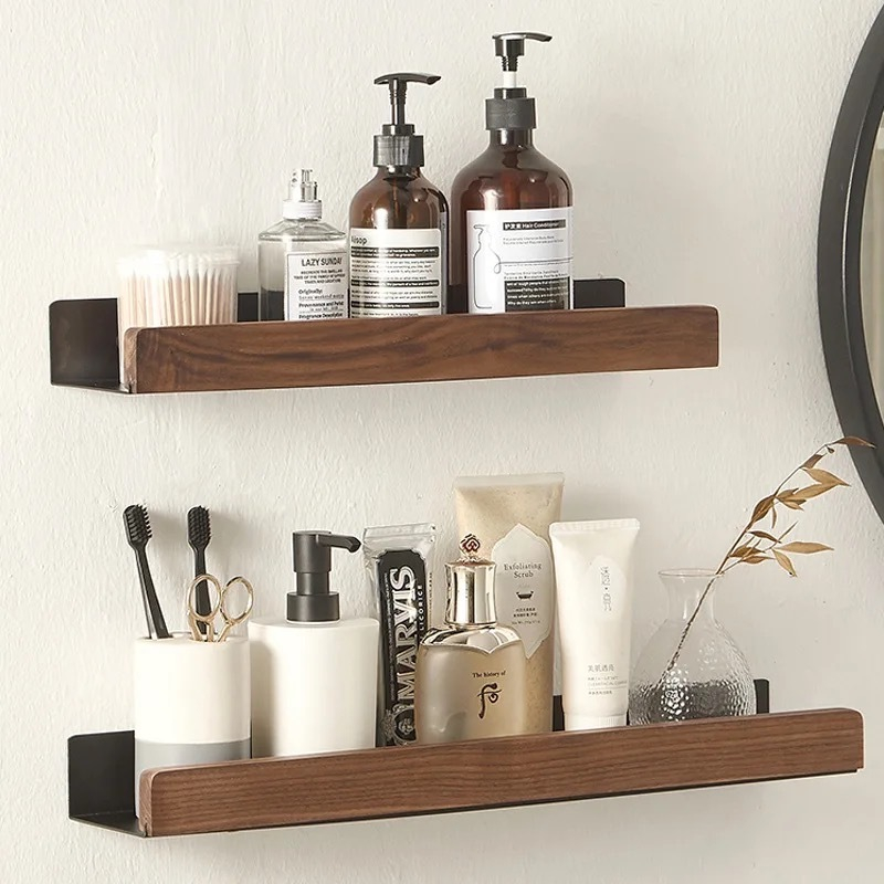 BATHKITCHZ Wooden Bathroom Shelving Shower Room Shelf Shampoo Rack ...