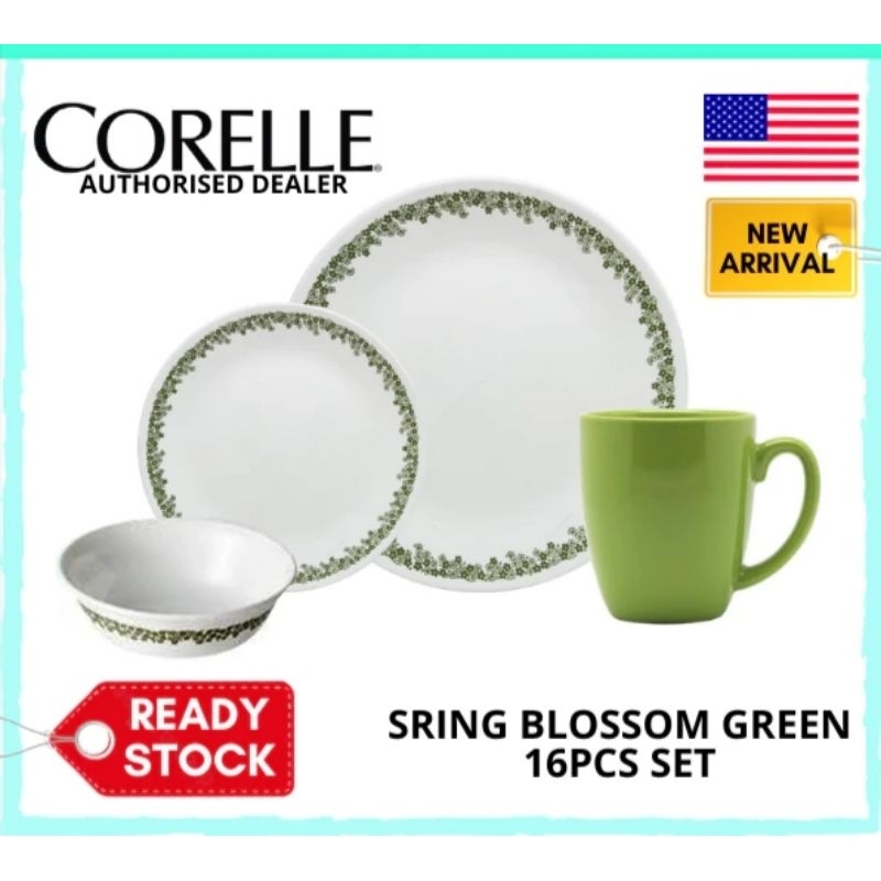 🔥NEW DESIGN 🔥Corelle livingware 16 pcs Spring Blossom Green 🔥 | Shopee ...
