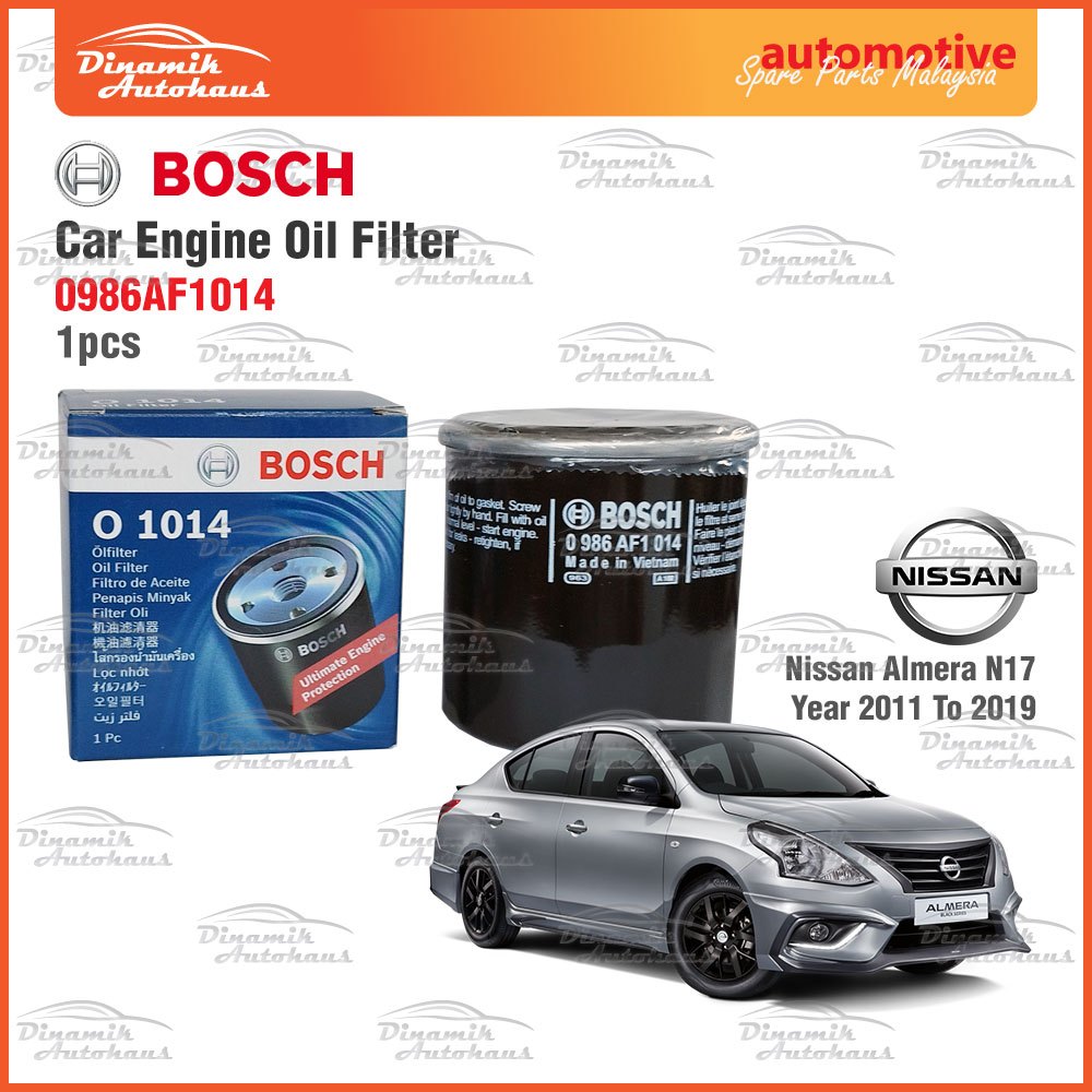 Nissan Almera Car Engine Oil Filter (Penapis Minyak Enjin) Bosch ...