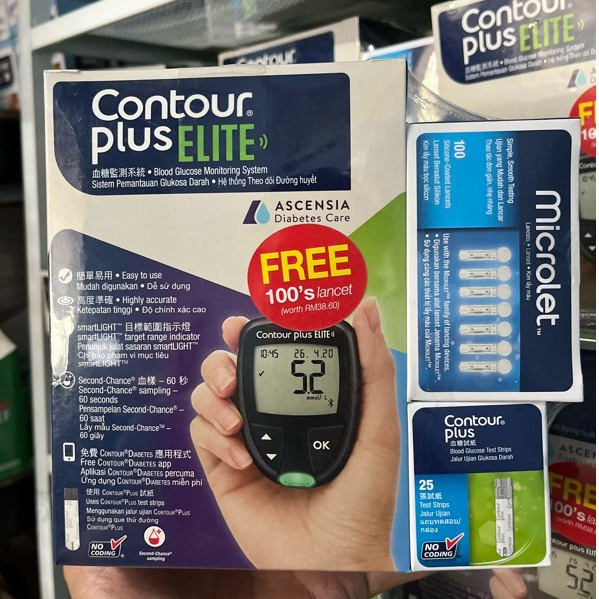 Contour Plus Test Strip / Meter Blood Glucose Monitor Free 25's Strips ...