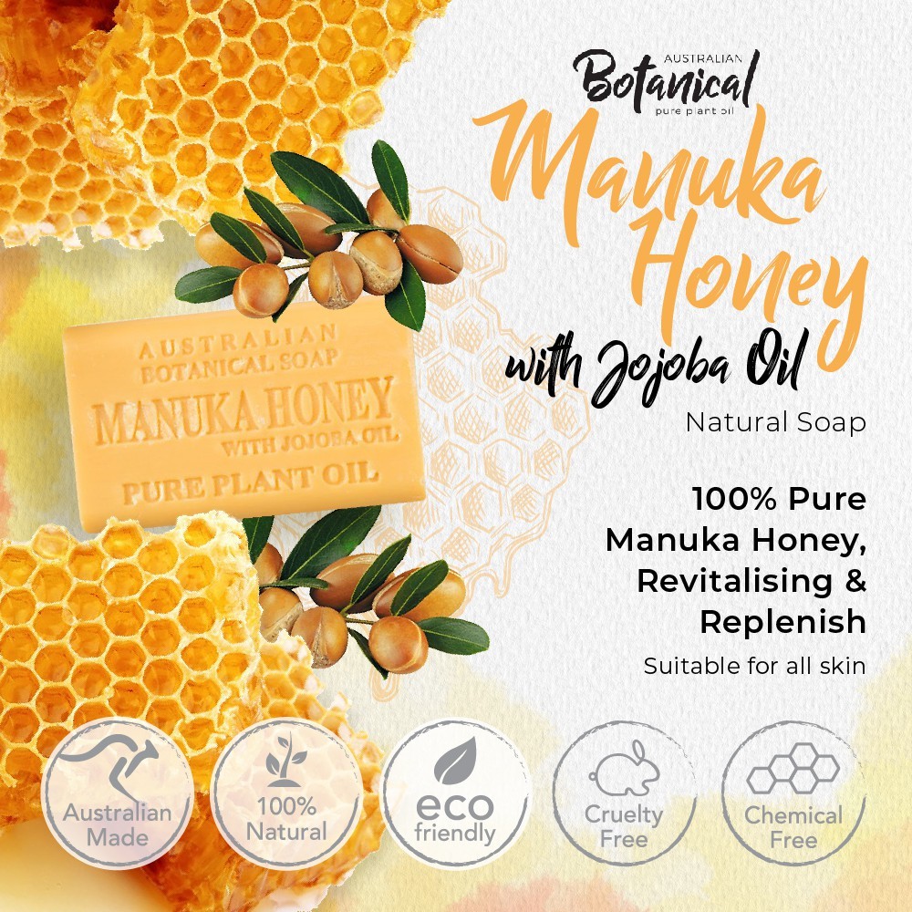 Australian Botanical Soap Bar Manuka Honey with Jojoba Oil (200g ...