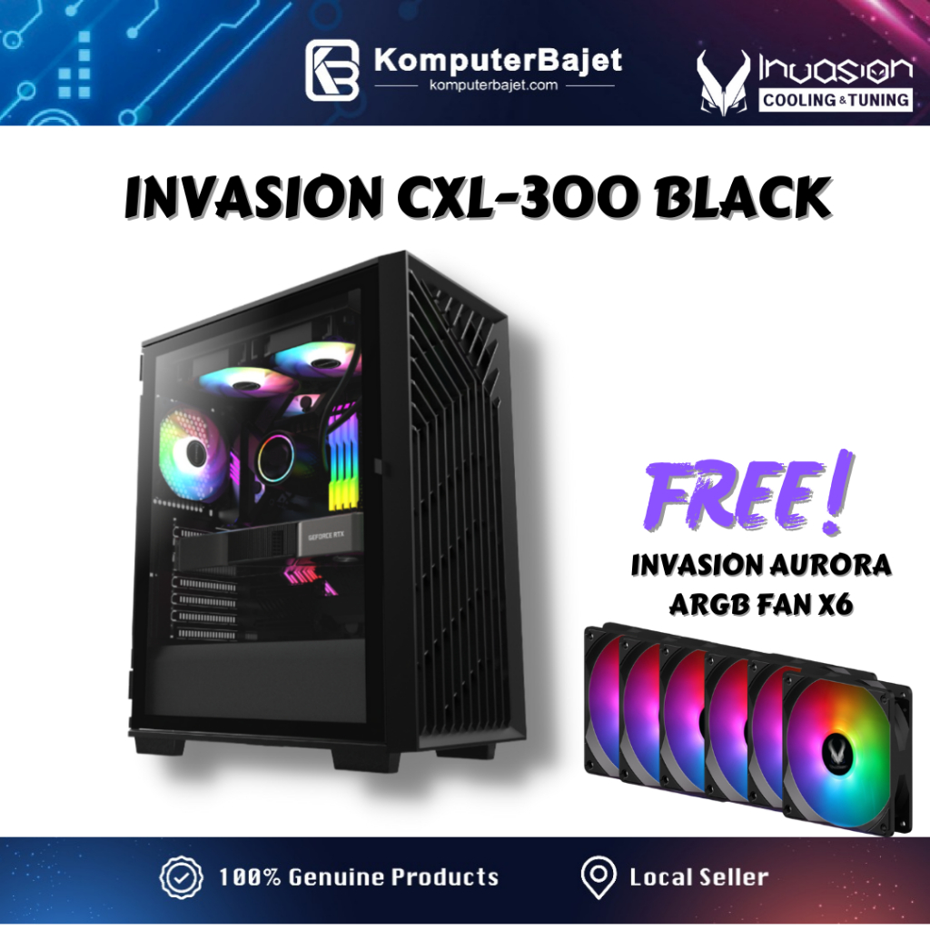 INVASION GAMING ATX MATX CASING ARGB LED FAN PC CASING GB-09 BS-01 D ...