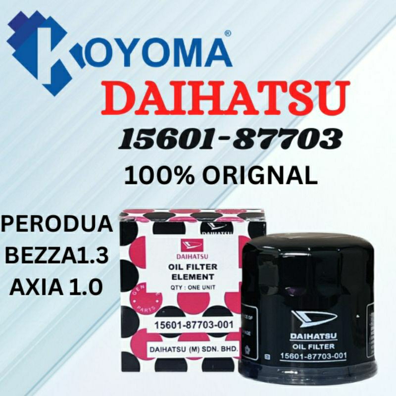 100% DAIHATSU ORIGINAL OIL FILTER PERODUA AXIA BEZZA ATIVA MYVI 2019y ...