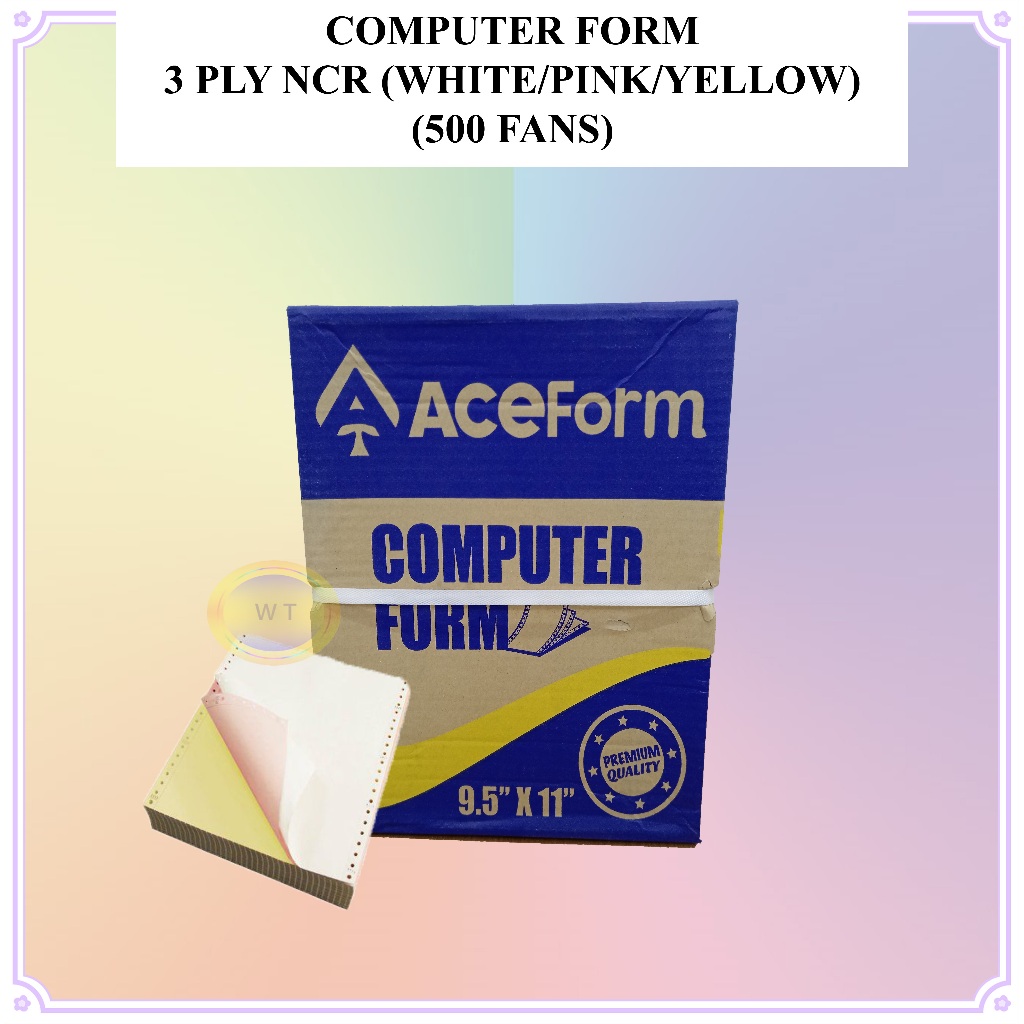 ACEFORM Computer Form - 3 ply NCR Computer Form (White/Pink/Yellow ...