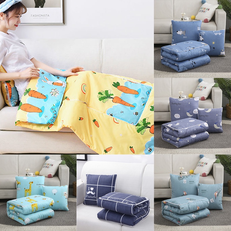 2 In 1 Soft Travel Blanket Pillow Warm Quilt Blanket Set Portable ...