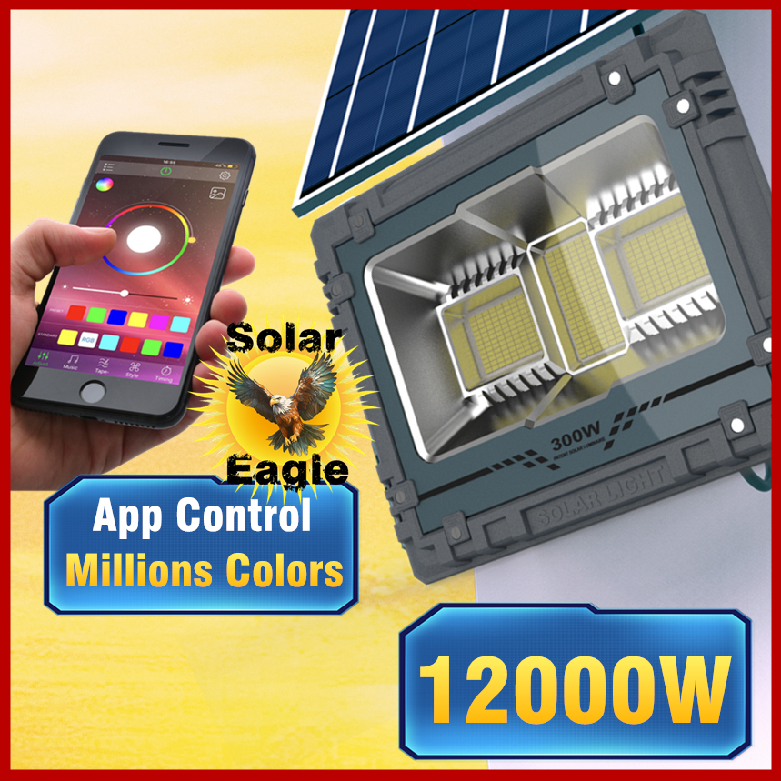 SolarEagle Lampu Solar RGB Flood Light 2000W Solar Spotlight Outdoor ...