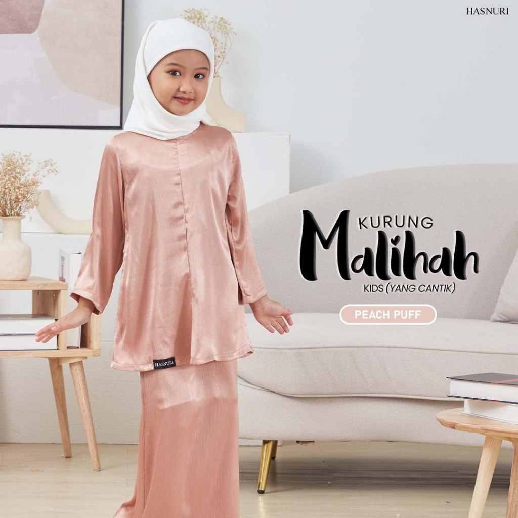 HASNURI Kurung Moden Regular Kanak-Kanak Premium Satin Crush Sedondon ...