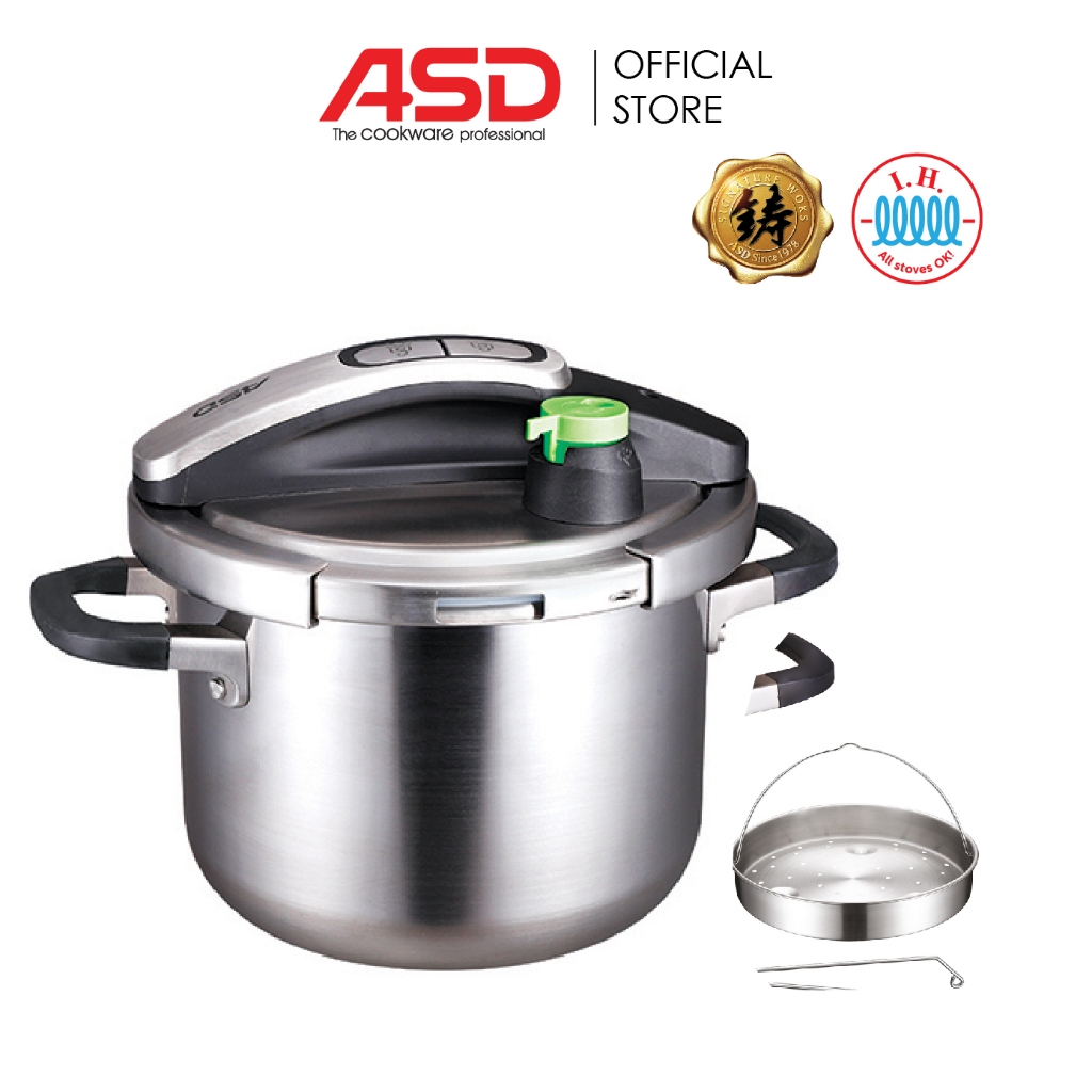 ASD 3-Ply Stainless Steel Ultra Fast Pressure Cooker (6L) Free Steamer ...
