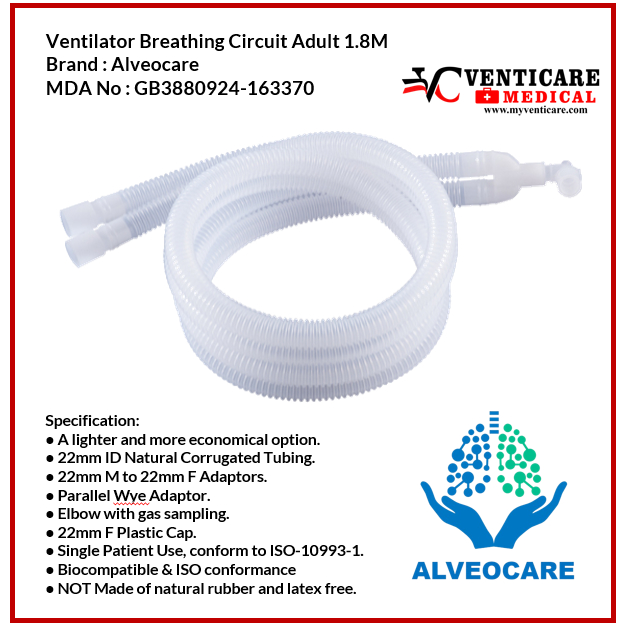 DISPOSABLE ANESTHESIA/VENTILATOR BREATHING CIRCUIT (1.8M) ADULT ...