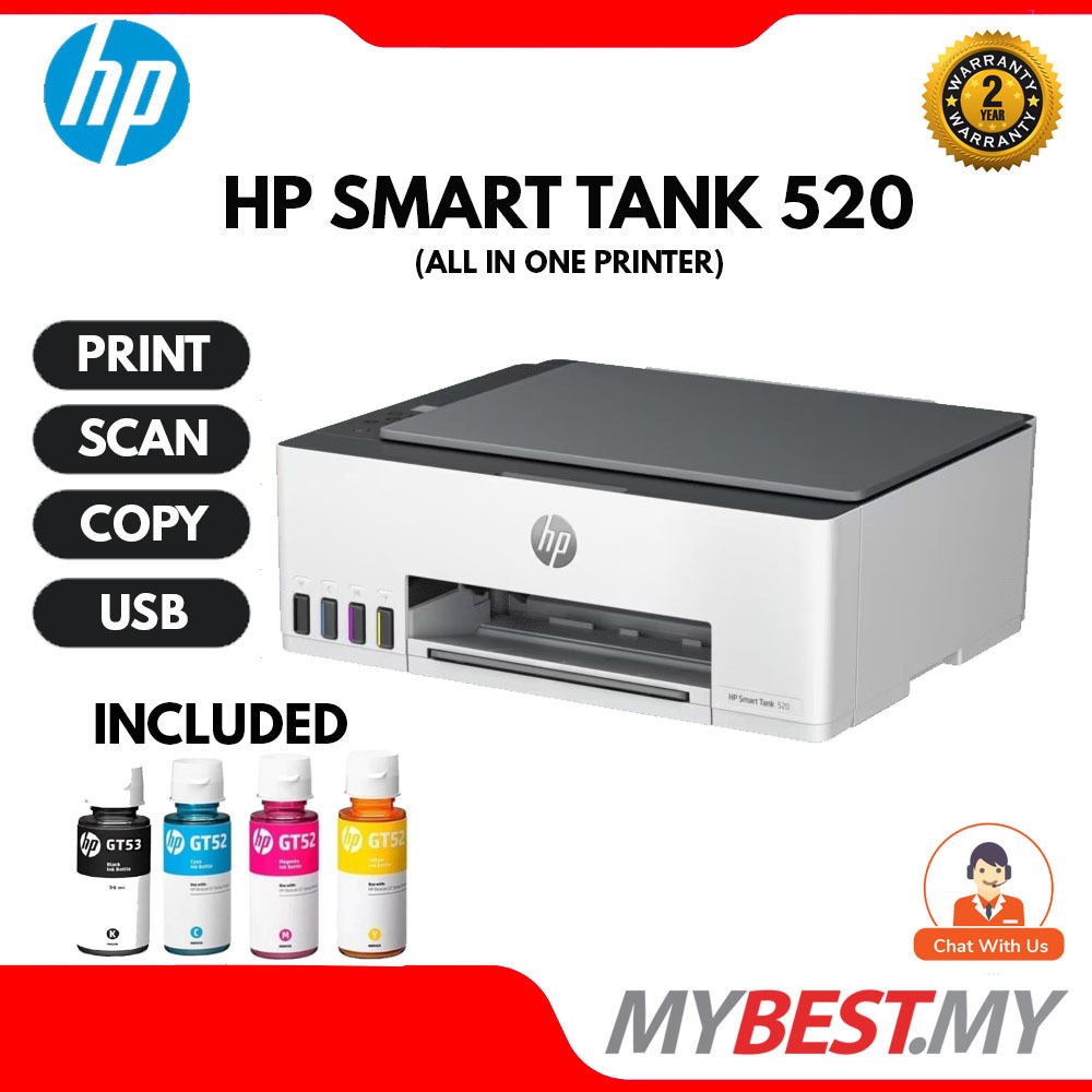 HP All In One Printer Smart Ink Tank 520 USB/580 Wifi | Shopee Malaysia