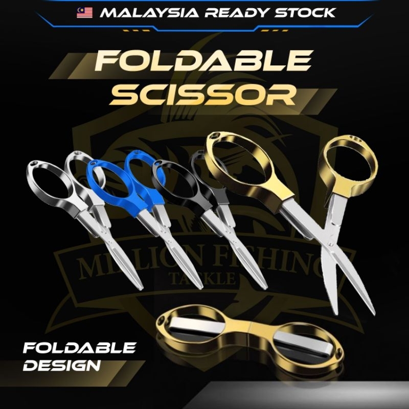 【Plier008】Portable Folding Scissors Aluminium Alloy Scissors Gunting ...