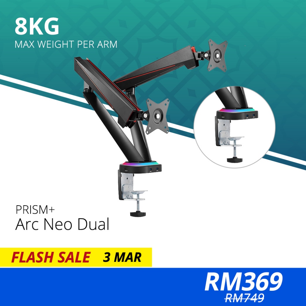 PRISM+ Arc Neo Dual Monitor VESA RGB Monitor Arm | Shopee Malaysia