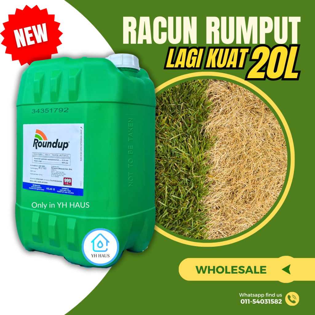 20L Roundup Glyphosate 41% Weed Killer (Racun Rumput Lalang/Ubat rumput ...