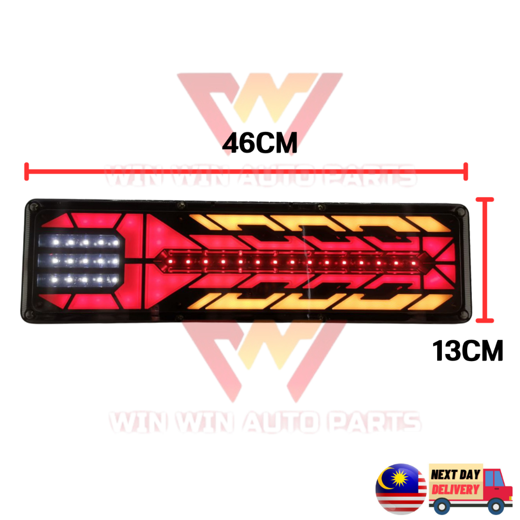 1SET 12V 24V Lorry Truck LED Rear Tail Light Rear Lamp Lori Lampu ...