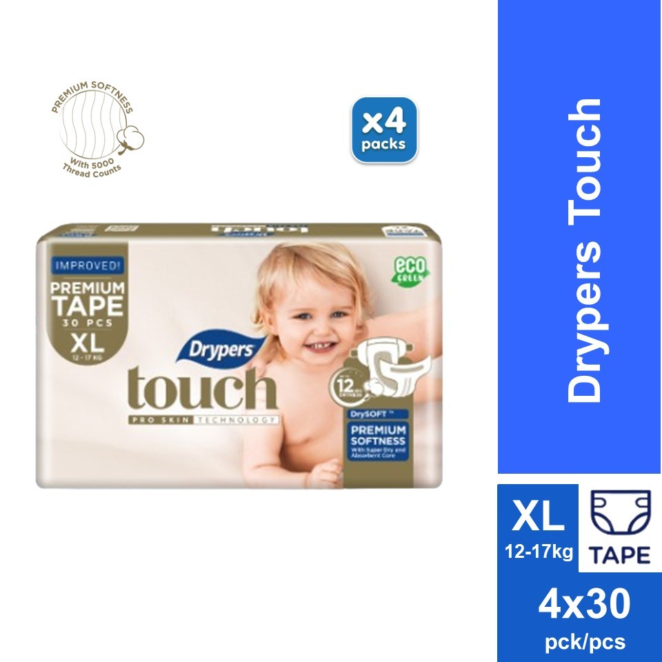 Drypers Touch Jumbo Pack - NB/S/M/L/XL/XXL (3/4 Pack) | Shopee Malaysia