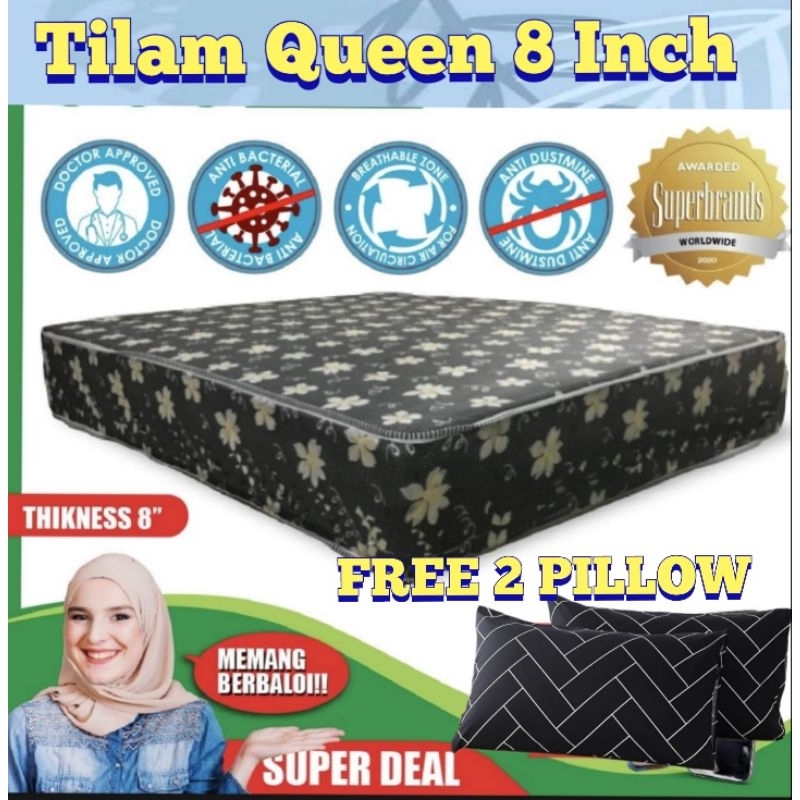 FREE 2 PILLOW 2 Colour Grey,Black Queen Mattress 8 Inches /Tilam ...