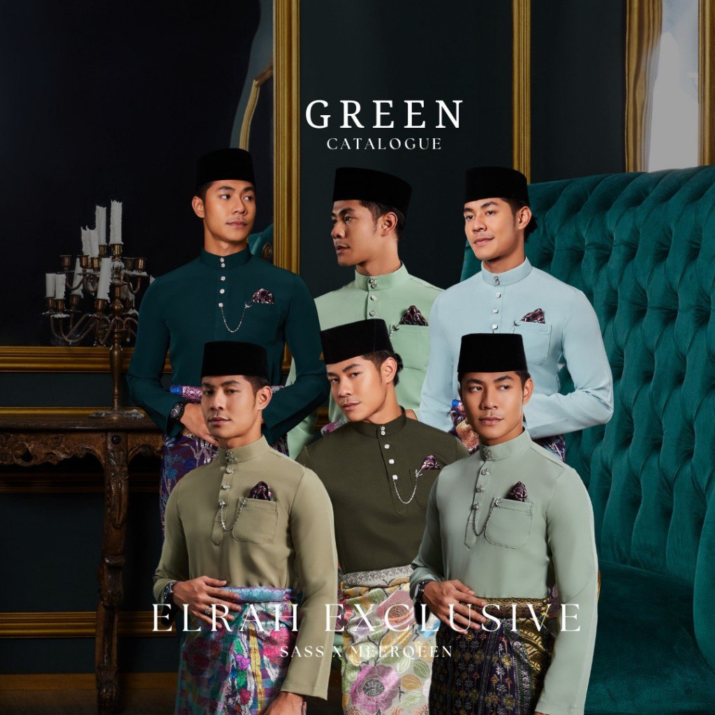 BAJU MELAYU Elrah Exclusive Raya Green Edition 2024 (2/3) | Shopee Malaysia