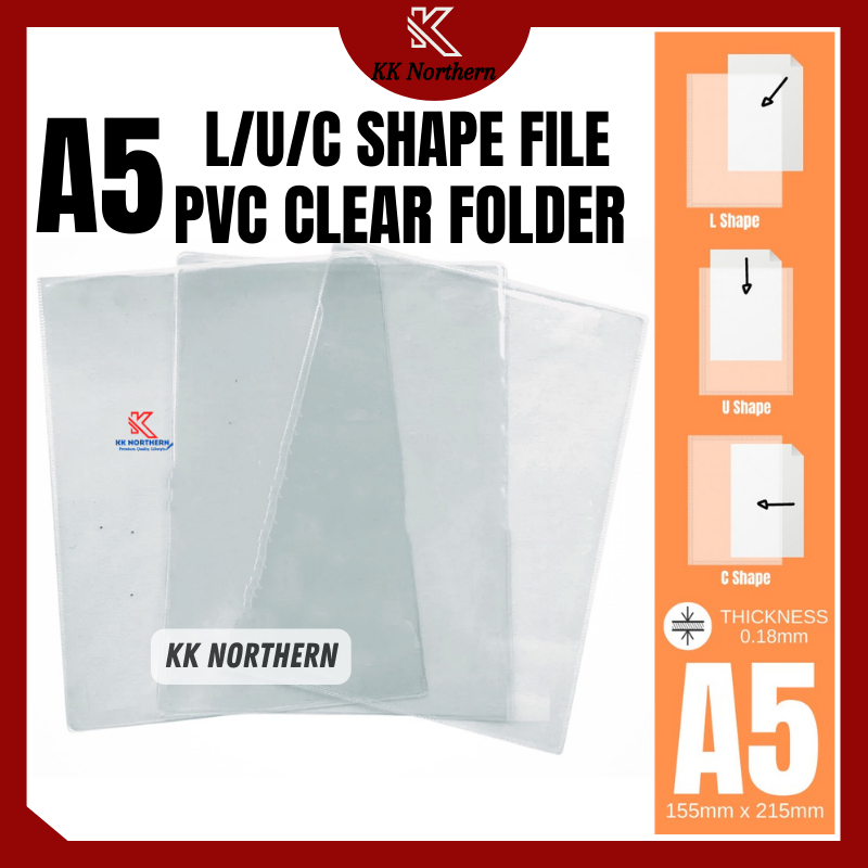 [Emi] 1pcs A5 Clear Folder A5 PVC Document Clear Holder L Shape / U ...