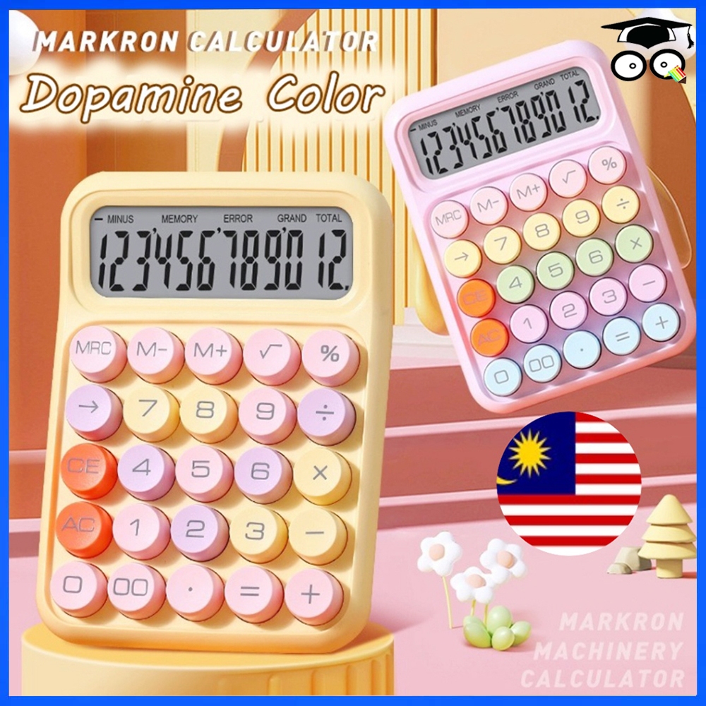 12 Digit Gaya Gula-gula Kalkulator Paparan Besar Mekanikal Butang Bulat ...