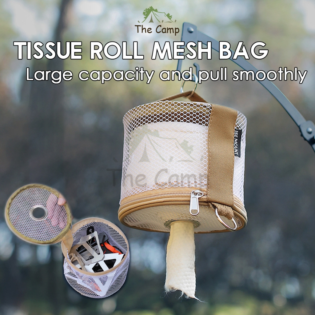 Tissue Roll Mesh Bag Camping Outdoor Toilet Paper Towel Holder Beg ...