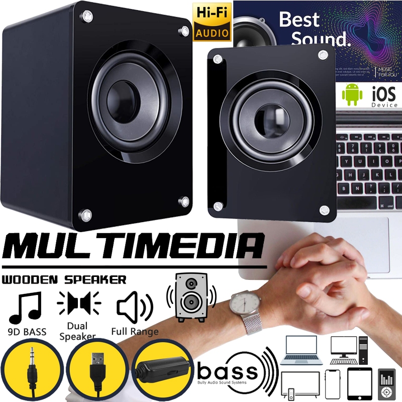 【BASS】HIFI 9D Bass Stereo Multimedia Gaming Speaker with 3.5mm AUX ...