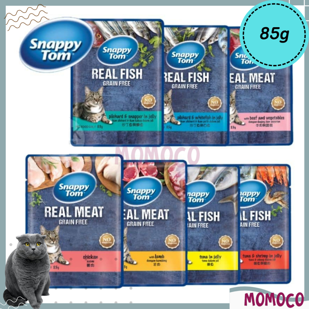 Snappy Tom Cat Pouch Wet Food 85g Grain Free (Lamb/Beef Vege/Chicken ...
