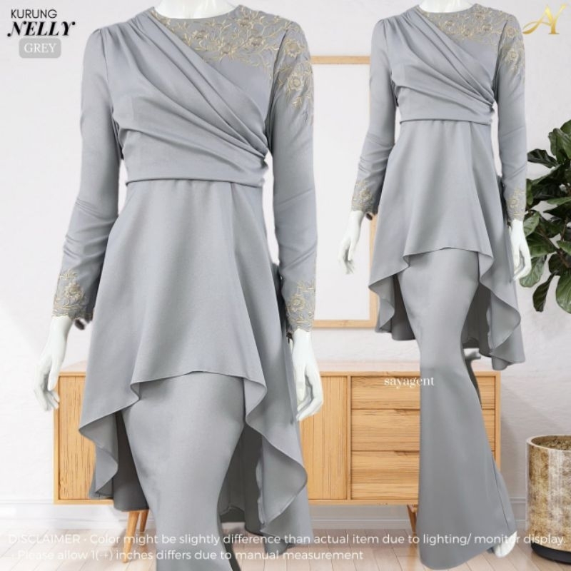 (NO COD) Baju kurung drape moden Sulam 🔸Nelly Baju raya viral 2024 baju ...