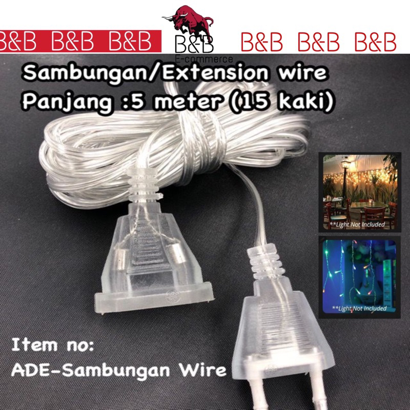 Ready Stock EU Plug 5meter Extension Cable AC240V Led Lantern String ...